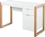 HOMCOM Počítačový stůl se zásuvkou a skříňkou, obdélníkové nohy, moderní styl, další dekorace 112,5x50x75,5 cm, bílý | Aosom