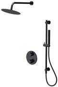 Cersanit Zen - Sprchový set s termostatem pod omítku, s tělesem, průměr 25 cm, černá S952-033