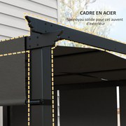 Outsunny Pergola se 3 posuvnými markýzami 3 x 3 m ocelová konstrukce s markýzou z polyesteru vysoké hustoty Tmavě šedá | Aosom