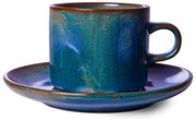 Rustikálně modrý porcelánový šálek s podšálkem Chef - Ø 8*6,5 cm / 220 ml