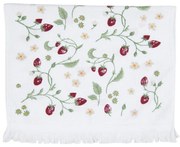 Bílý kuchyňský froté ručník s jahůdkami – 40x66 cm