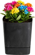 PLASTOVÝ KVĚTINÁČ CUBI 19X21 CM IMITACE BETONU ČERNÁ