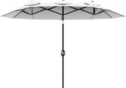 Dvojitý zahradní slunečník Outsunny s naklápěním o 45° a 3 větracími otvory, venkovní slunečník z oceli a polyesteru, 295x152x222 cm, krémový | Aosom
