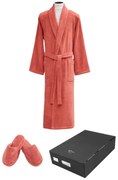 Unisex župan MICRO COTTON v dárkovém balení + papuče M + papučky (36/38) + dárkové balení Terakota