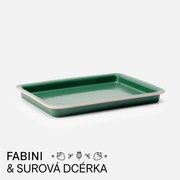 Fabini Hranatá koláčová forma FABINI & Surová dcérka, 38 × 27 cm - Kameninová forma, zelená