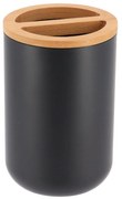Koupelnový pohár na kartáčky Besson, černá/s dřevěnými prvky, 300 ml