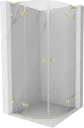 Mexen Lunar, L výklopný půlkruhový sprchový kout 100 x 100 cm, 8mm čiré sklo, zlatý matný profil, 833L-100L-100P-55-00