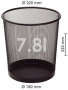 Koš odpadkový drátěný 7.8l. černý