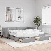 Válenda s přistýlkou a zásuvkami světle šedá 100x200 cm textil 3196637