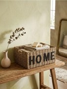 Sinsay - Pletený úložný koš s nápisem Home - béžová