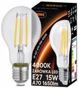 BERGE LED žárovka s vláknem E27 - 15W - neutrální bílá
