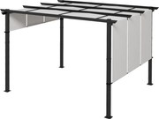 Markýza Ochrana proti slunci. Pergola, odolná proti povětrnostním vlivům, včetně upevňovacího materiálu, 3 x 3,5 m, tmavě šedá