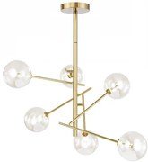 Toolight Skleněná kulová závěsná lampa 6 ks APP919-6CP Zlatá