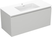 Mexen Orio, koupelnová skříňka 100 cm s umyvadlem Otis, 1 zásuvka, šedá matná/bílá matná, 91A10-10047-1-BF62-W18M01