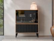 Moderní vitrína Narala 102, Barva: dub barokový jantárový / čierna