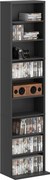 HOMCOM knihovna s 9 policemi pro 260 CD, moderní design, CD regál z dřevotřísky, 33x24x140 cm, černá | Aosom
