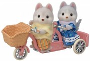 Set figurek a příslušenství sylvanian families tandemové kolo pro husky sourozence