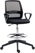 Ergonomická kancelářská židle Vinsetto s područkami a nastavitelným opěrátkem nohou, výškově nastavitelná otočná židle s čalouněním z prodyšné síťovin