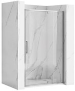 Jednokřídlé sprchové dveře REA RAPID SWING 120 cm pro instalaci do niky, chrom/transparent - bez vaničky