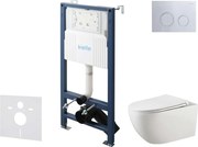 kielle Genesis New - Set předstěnové instalace, klozetu Gaia, Rimless, sedátka softclose a tlačítka Gemini New II, lesklý chrom 30528SS14