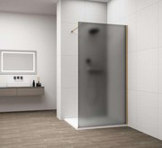 Polysan Esca - Sprchová stěna Walk-In 100x210 cm, Antidrop, kouřové matné sklo/matná zlatá ES1410-04