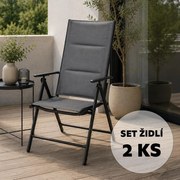 Set 2 ks hliníkových polohovacích křesel Avenberg STEVE šedá