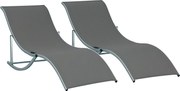 Outsunny 2dílná sada slunečních lehátek, zahradní lehátka, ergonomické hliníkové lehátko z textilénu, tmavě šedé 165 x 61 x 63 cm | Aosom