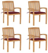 Stohovací zahradní židle s poduškami 4 ks masivní teak 3073219