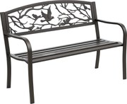 Hliníková zahradní lavička Outsunny s opěrkami a obrázkem zvířat, nosnost 240 kg, pro terasu, rozměry 127x60x85 cm, hnědá | Aosom