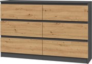 FALCO Komoda Malvína M6 120 antracit/dub artisan
