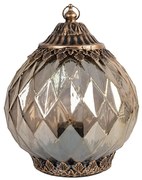 Měděná skleněná svítící LED lucerna Balli - Ø 15*19 cm
