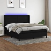 Box spring postel s matrací a LED černá 160x200 cm textil