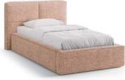 Růžová čalouněná jednolůžková postel s úložným prostorem s roštem 90x200 cm Darren – Micadoni