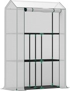 Zelený dům Outsunny se policemi a rolovacími dveřmi, zimní ocelový rám, skleník pro balkon, zahradu, rajčatový skleník s UV ochranou 100x40x150cm, skl