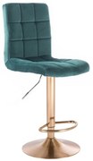 LuxuryForm DESIGN Barová židle TOLEDO VELUR na zlaté kulaté podstavě - zelená