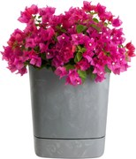 PLASTOVÝ KVĚTINÁČ CUBI 25X27,5 CM IMITACE BETONU ŠEDÁ
