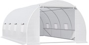 Skleník Outsunny 595x300x200cm - fóliový skleník, skleník na rajčata s dveřmi, oknem, fóliovým tunelem z pozinkované oceli, zahradní tunel v bílé barv