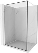 Mexen Kioto, Walk-In sprchová zástěna 100 x 200 cm, 8mm sklo čiré/černý vzor, bílý profil, 800-100-101-20-70