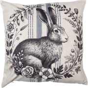 Povlak na polštář s pruhem a černobílým zajícem polyester – 45x45 cm