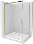 Mexen Omega posuvný sprchový kout 110 x 80 cm, 8mm sklo, zlatý profil-čiré sklo + slim sprchová vanička 5cm, 825-110-080-50-00-4010