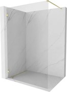 Mexen Lunar sprchová stěna levá 100 x 200 cm, 8mm čiré sklo, zlatá matná, 830-100-000-55-00-L