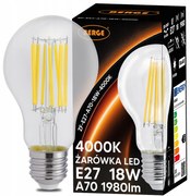BERGE LED žárovka s vláknem E27 - 18W - neutrální bílá