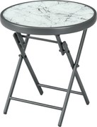 Klappbarer Beistelltisch, Outdoor-Klapptisch, mit Tischplatte aus gehärtetem Glas, für Terrasse, 45 x 45 x 50 cm, Weiß