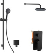 kielle Vega - Sprchový set s baterií pod omítku, pro 2 spotřebiče, s příslušenstvím EcoSpare a tělesem, matná černá 20618SP84
