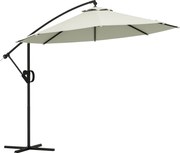 Outsunny Ø293 cm Slunečník s Bočním Držákem a Křížovou Základnou, Sluneční Clona s Kličkou, Náklonem a 8 Žebry, Závěsný Patio Slunečník pro Venku, Baz