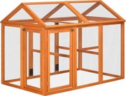 Kurník PawHut pro venkovní použití 140x88,5x106 cm pro 1-3 slepice s 3 hnízdy, dřevěný rám a 2 zámkové dveře pro zahradu, přírodní dřevo | Aosom
