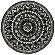Hanse Home, Kusový koberec Celebration 103441 Valencia Black kruh, 140x140 (průměr) kruh, černobílá, chodba / předsíň