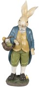 Dekorace králičí taťka v modrém saku s vajíčky - 17*10*38 cm