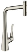 Hansgrohe M71, dřezová baterie Metris Select s výsuvnou sprškou, vzhled nerezový 73820800