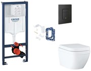 Grohe Rapid SL - Set předstěnové instalace, klozetu, sedátka SoftClose, tlačítka Even a sady pro vhazování tablet, Triple Vortex, phantom black SANI11BB5135